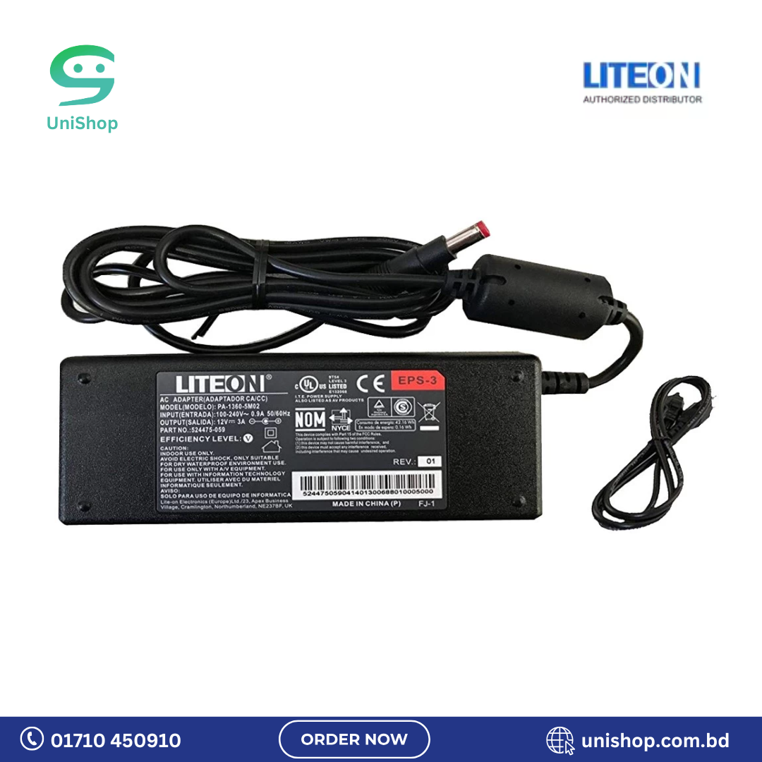 LITEON 12V 5A 60W Max AC Adapter With Power Cord - UniShop